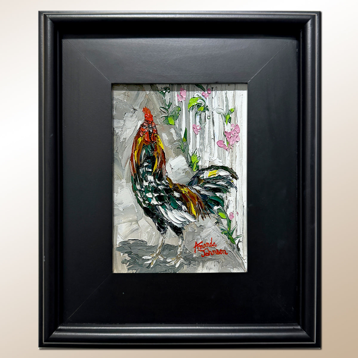 Lil Red – Original Rooster Painting | Framed Oil on Canvas Panel by ...